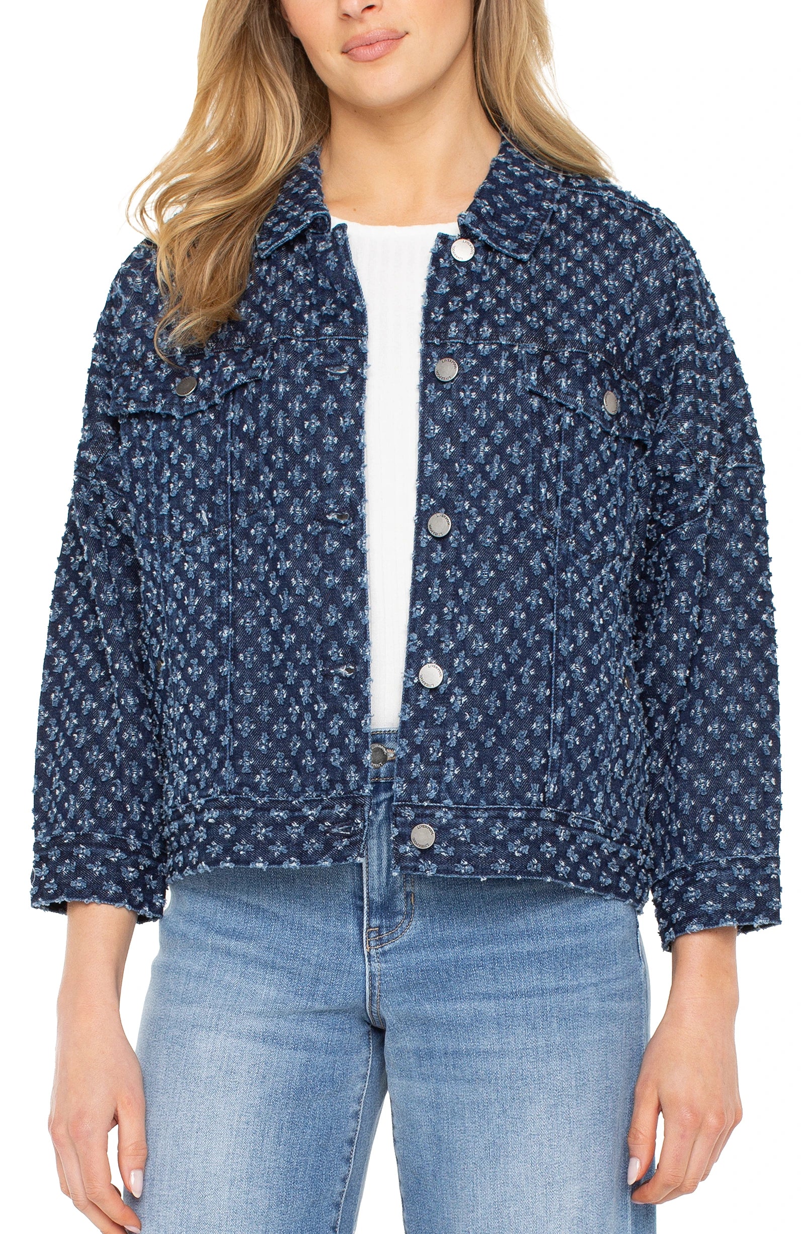 (取寄) リバプールロサンゼルス レディース クロップ イージー トラッカー ジャケット Liverpool Los Angeles women Crop Easy Trucker Jacket Laser Pinhole CROP EASY TRUCKER JACKET – LIVERPOOL LOS ANGELES